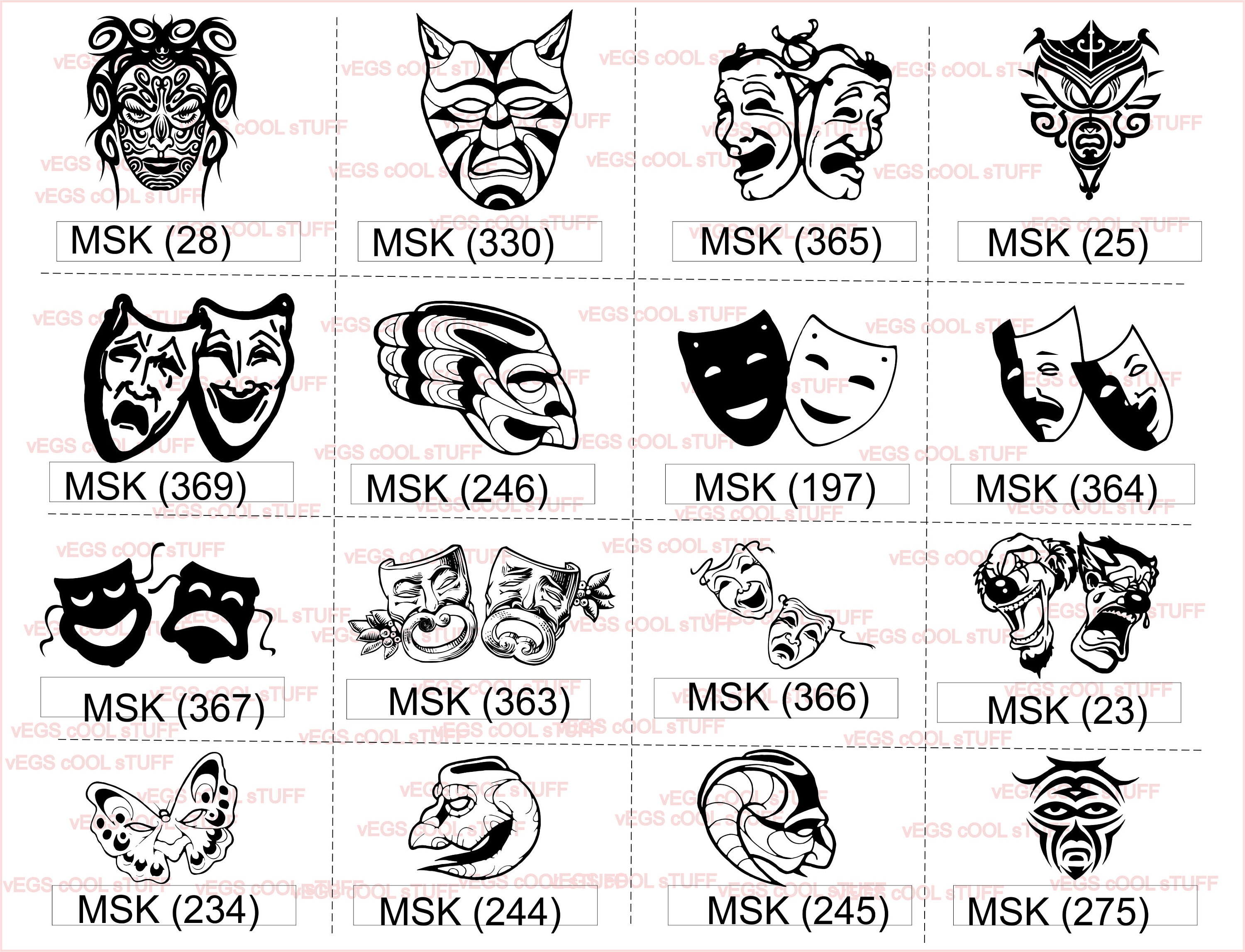 16 High Quality SVG (scalable) Cool Mask Designs, Vol 5 Instant ...