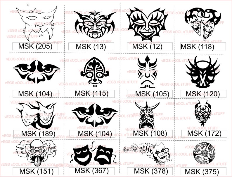 16 High Quality SVG (scalable) Cool Mask Designs, Vol 1 - Etsy