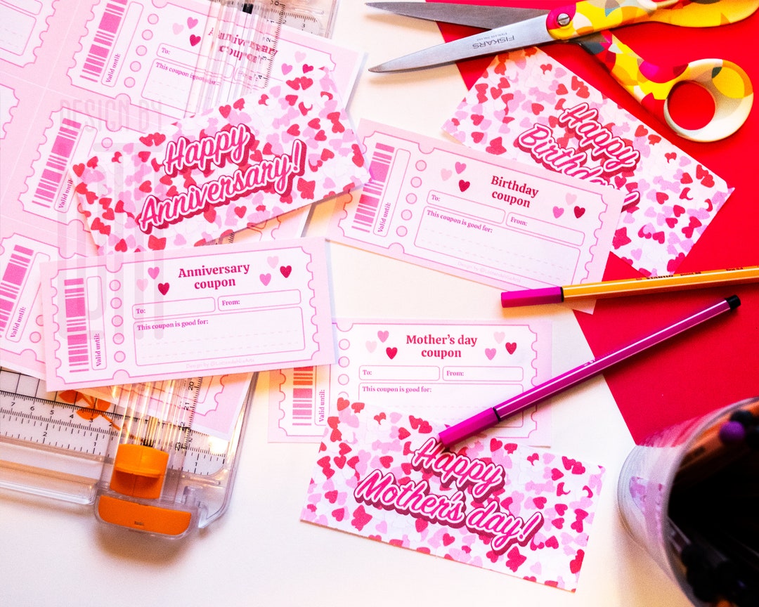 Sweet Heart // Printable Coupon Cards Pink Soft Core Kawaii Aesthetic ...