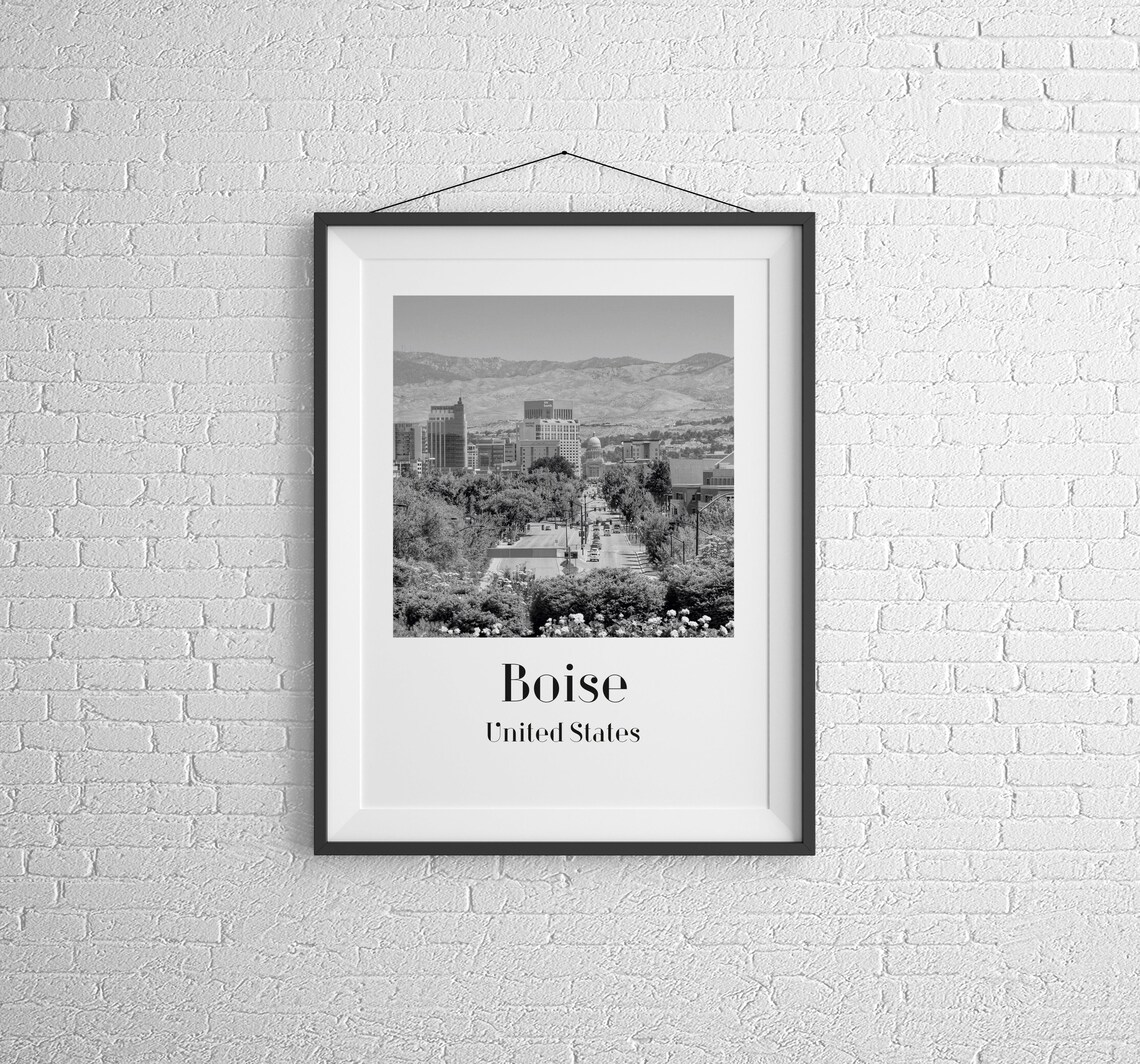 Boise Black and White Print, Boise Poster, Boise Wall Art, Boise ...