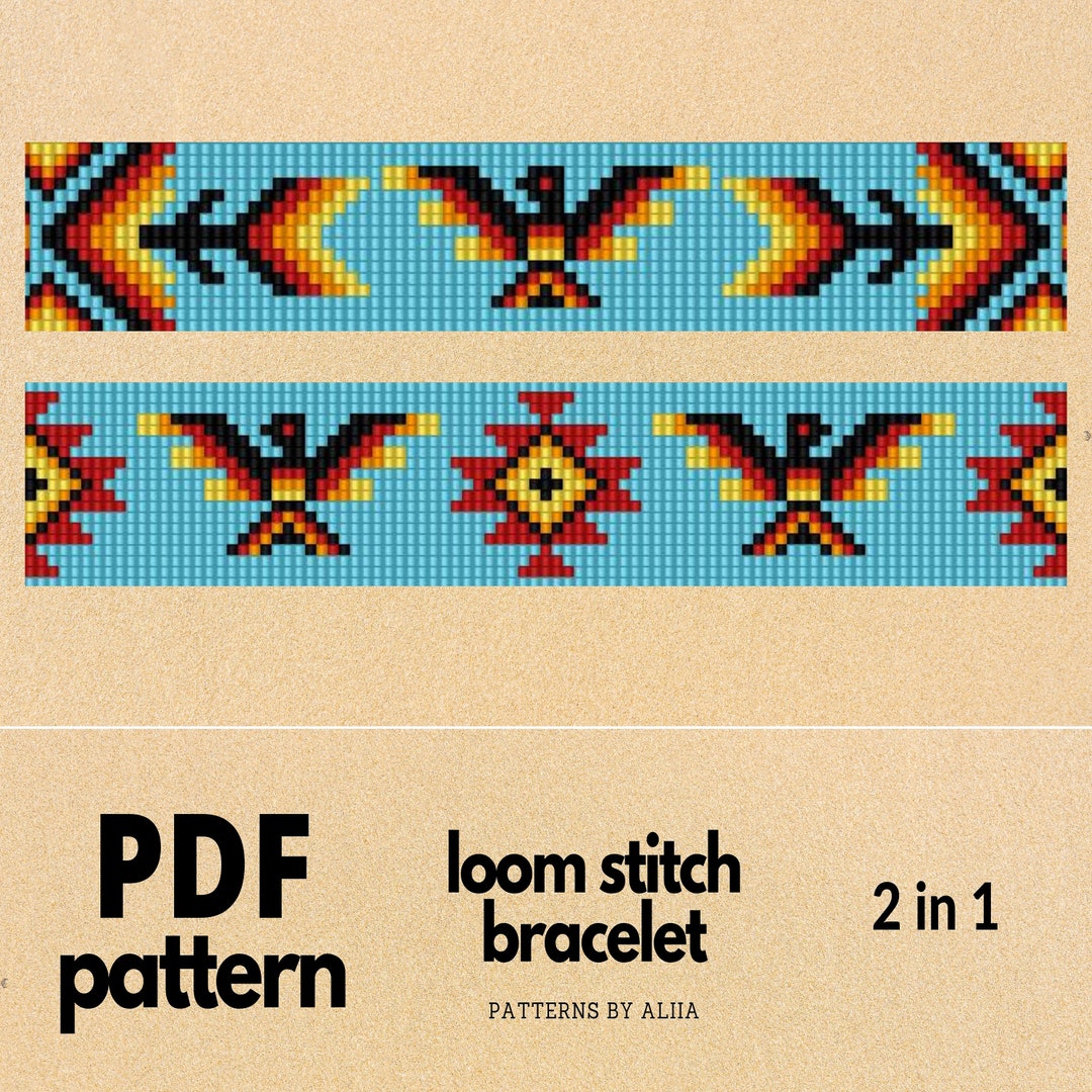 Thunderbird Bracelet Pattern: Loom Stitch (PDF Pattern) | 2 in 1 - Etsy