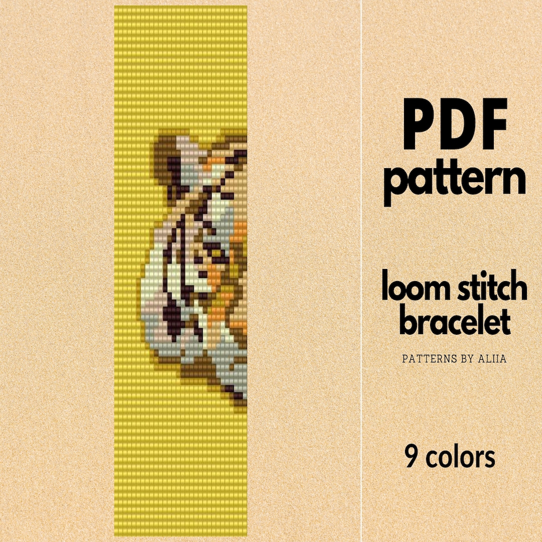 Tiger Bead Pattern, Animal Bead Pattern, Bead Loom Patterns, Miyuki ...