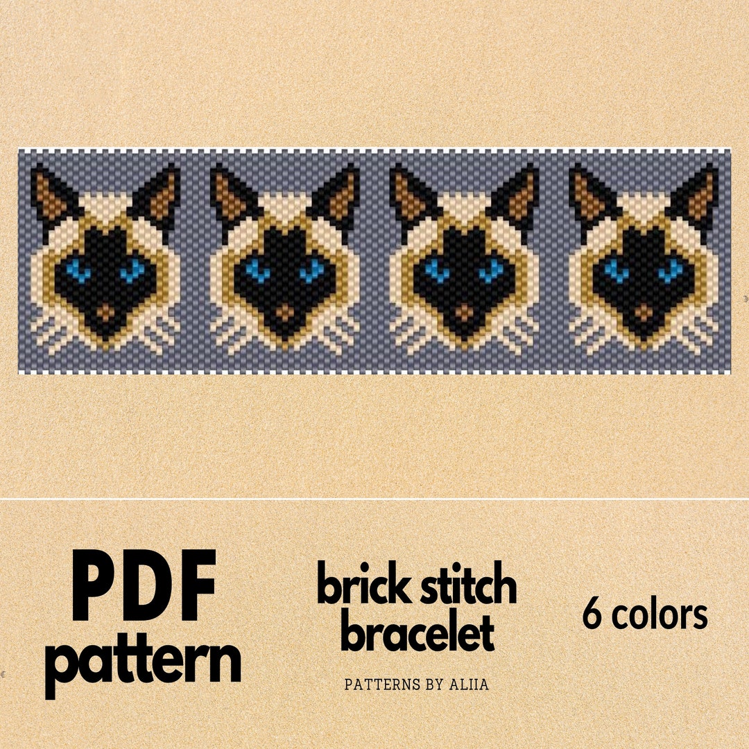 Siamese Cat Pattern, Brick Stitch Pattern, Bead Pattern, Cat Lovers | 6 ...