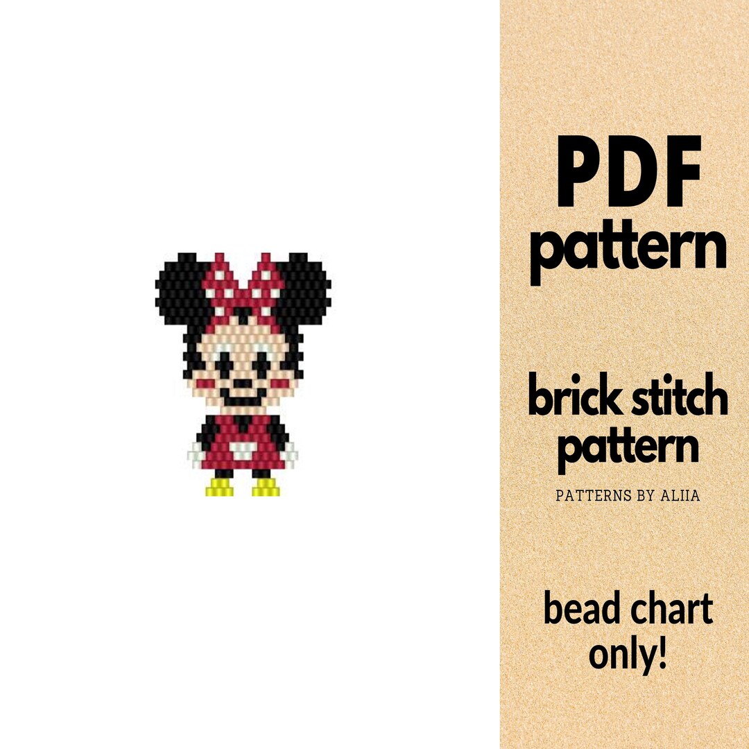 Modèle de breloque perles Minnie Mouse : Brick Stitch (Modèle PDF ...