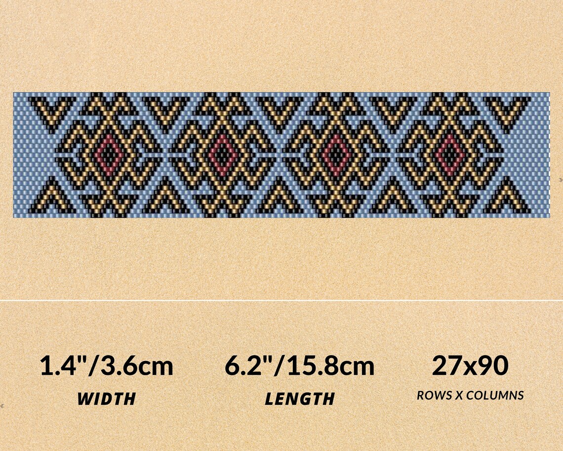 Cherokee Pattern, Peyote Stitch Pattern, Bead Peyote Pattern 4 Colors ...