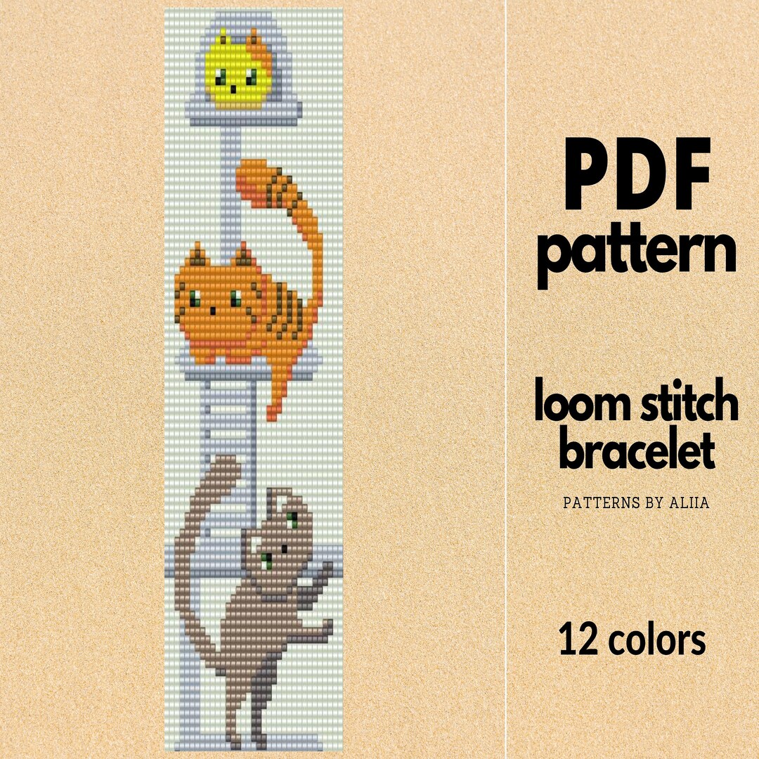 Cat Bead Pattern, Bead Loom Patterns, Miyuki Pattern | Miyuki Delicas ...