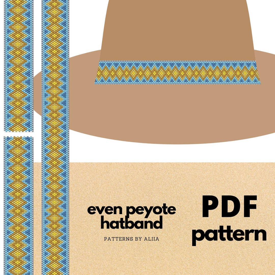 Peyote Beaded Hatband Pattern, Bead Hatband Pattern, Hatband Pattern 6 ...