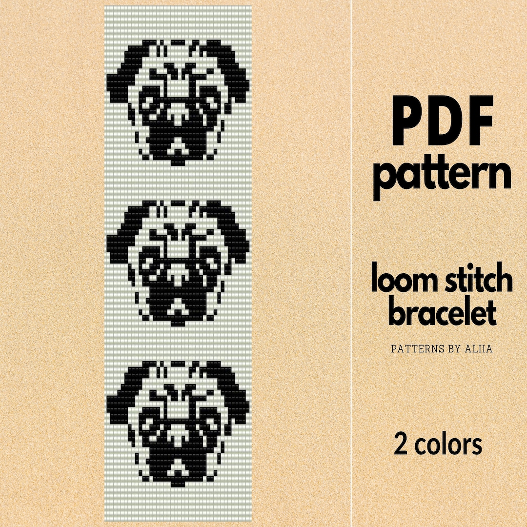Pug Dog Bracelet Pattern: Loom Stitch, 42 Rows (PDF Pattern) - Etsy