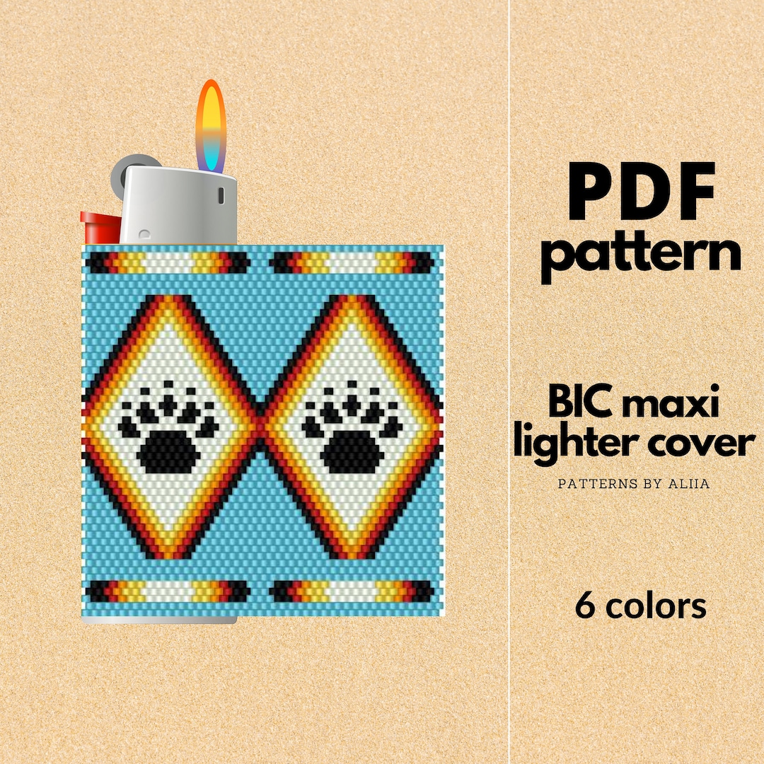 Diy Lighter Cover Pattern, Bic Lighter Cover, Peyote Stitch Pattern ...