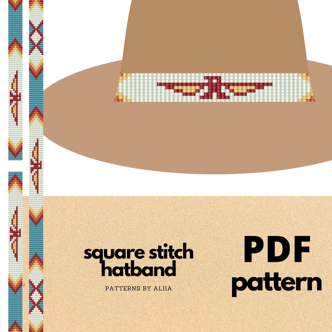 Thunderbird Beaded Hat Band Pattern: Square Stitch, 21 Inch (PDF ...