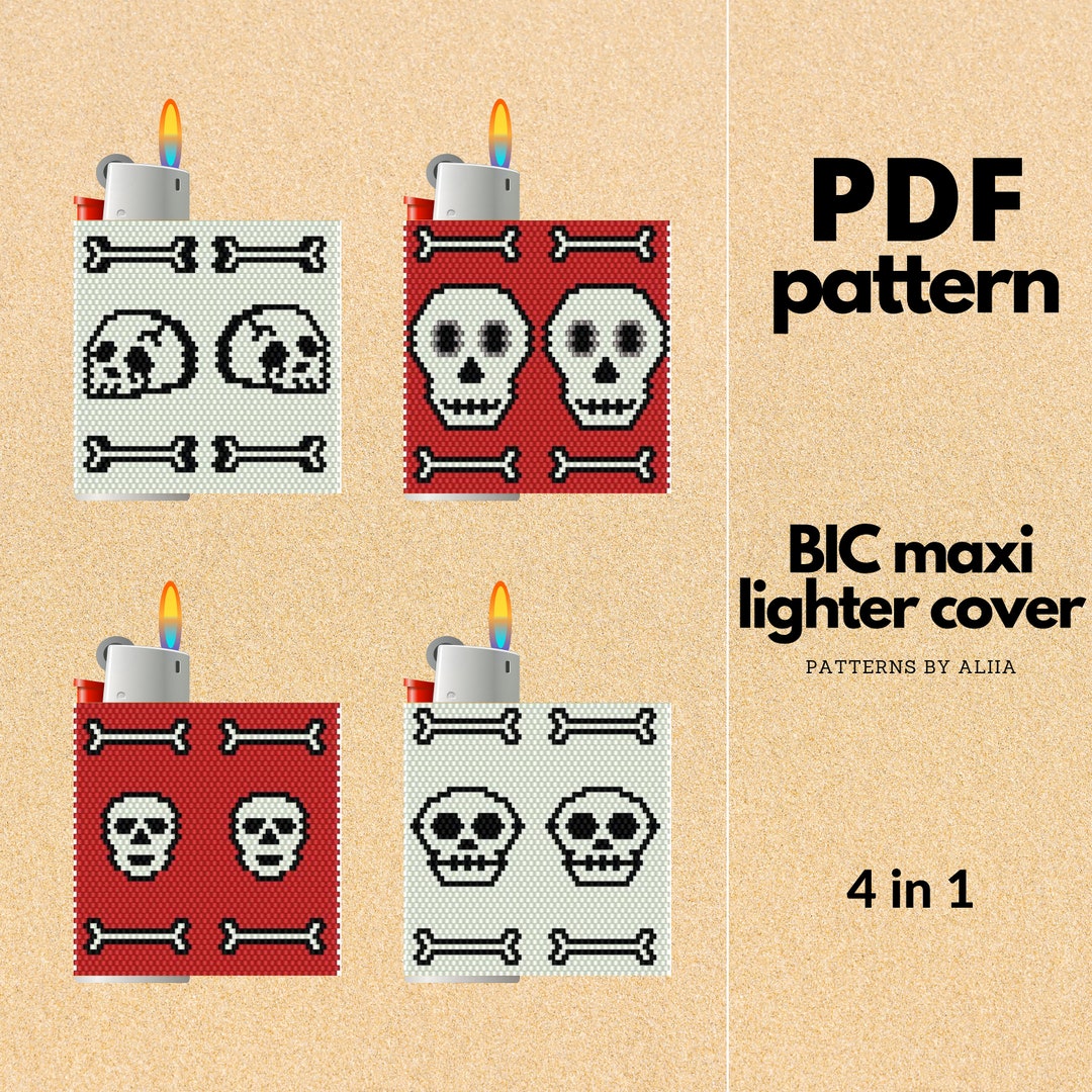 Spooky Halloween Lighter Cover Pattern, Bic Lighter Cover, Peyote ...