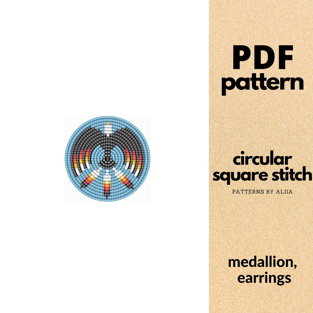 Thunderbird Beaded Medallion Pattern: Circular Square Stitch (PDF ...