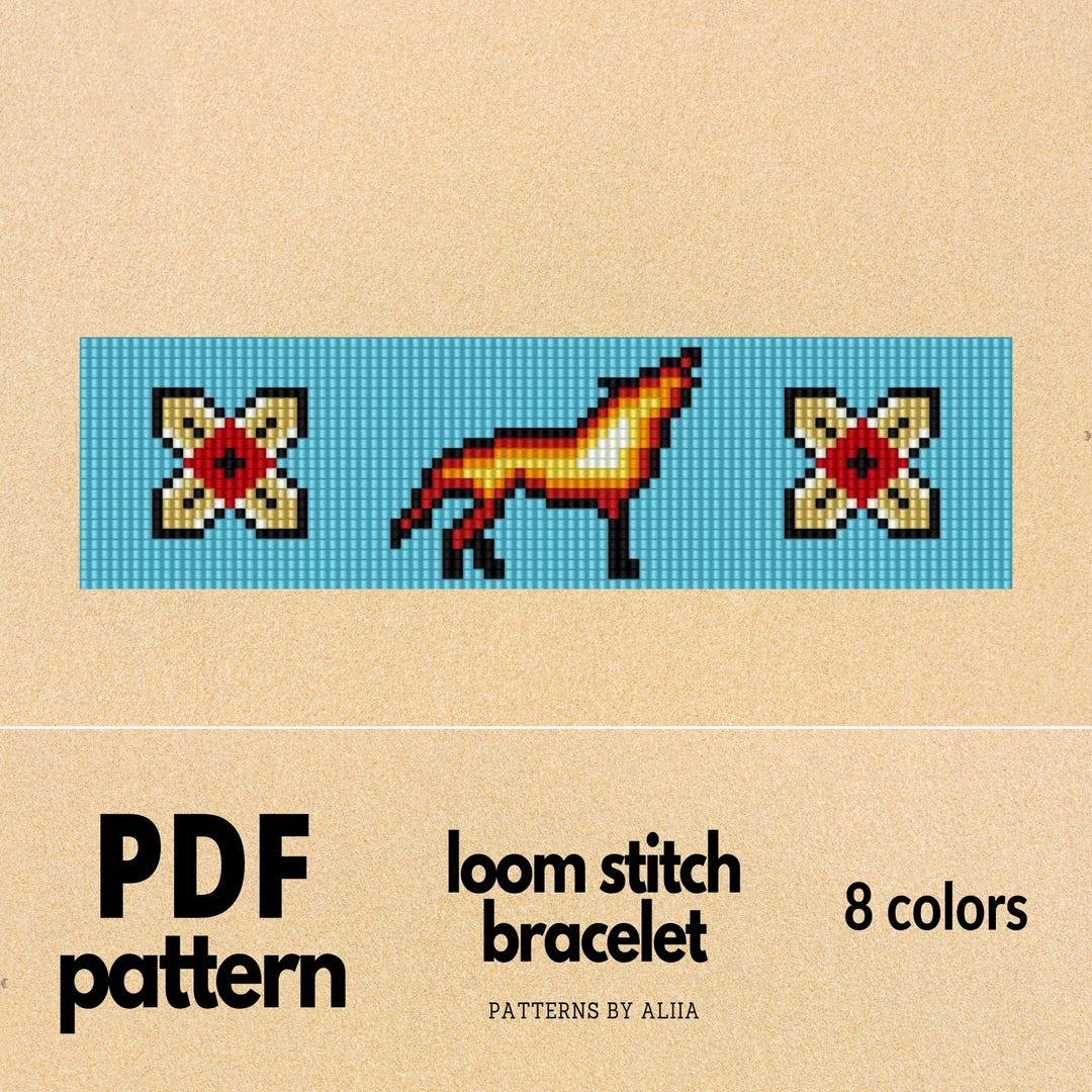 Wolf Pattern, Loom Bead Pattern, Bead Loom Pattern | 8 Colors | 25 X 90 ...