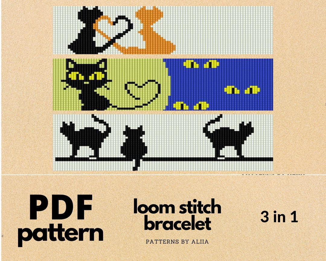 Cats, Loom Bead Pattern, Bead Loom Pattern, Patterns for Beginners | 3 ...