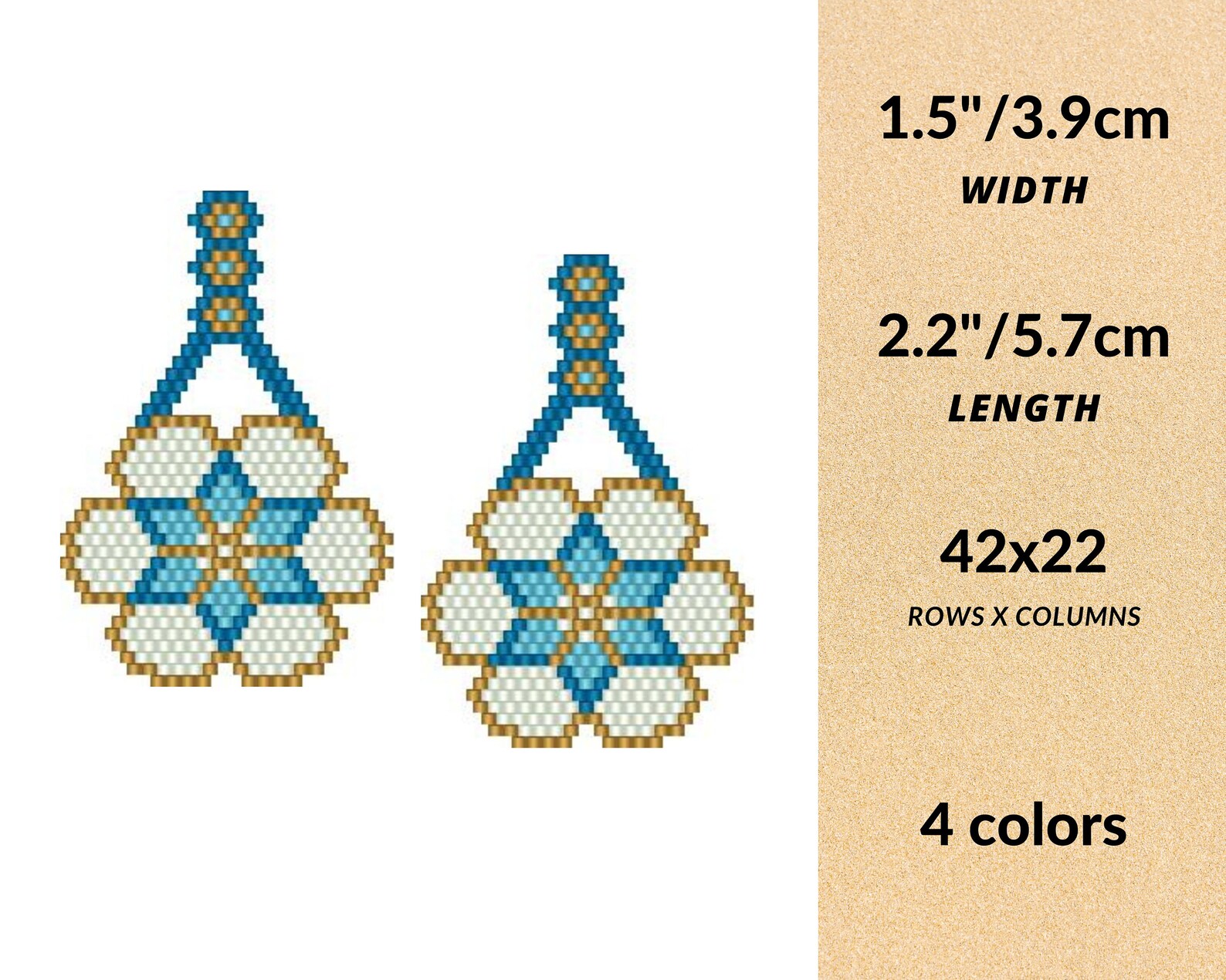 Brick Stitch Earrings Pattern Brick Stitch Pattern Miyuki - Etsy