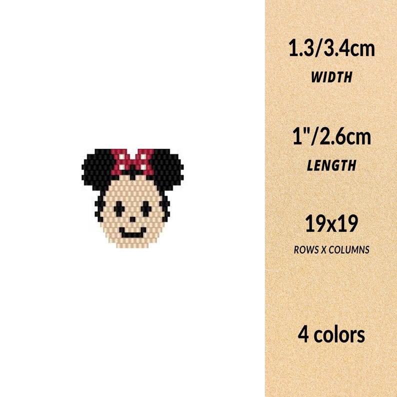 Mickey Mouse and Minnie Mouse Pattern, Brick Stitch Charm, Brick Stitch ...