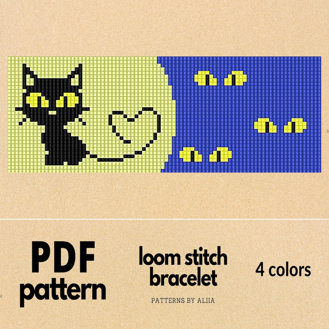 Cat Bead Pattern, Bead Loom Patterns, Miyuki Pattern | Miyuki Delicas ...