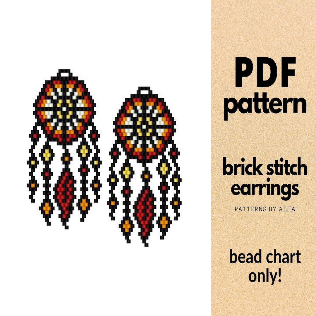 Dream Catcher, Native American Brick Stitch Earrings Pattern, Brick ...