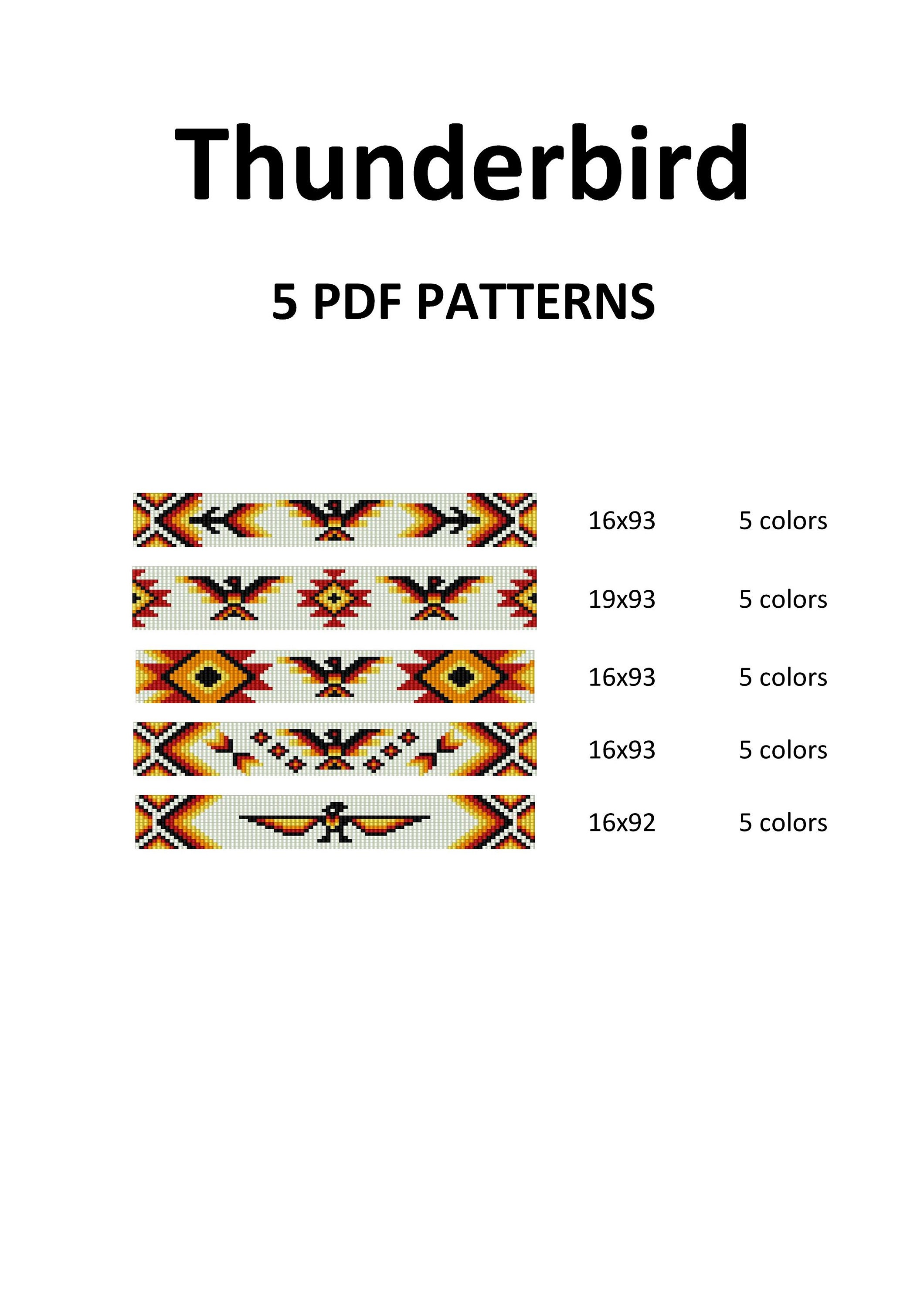 Thunderbird Bracelet Pattern: Loom Stitch (PDF Pattern) | 5 in 1 - Etsy