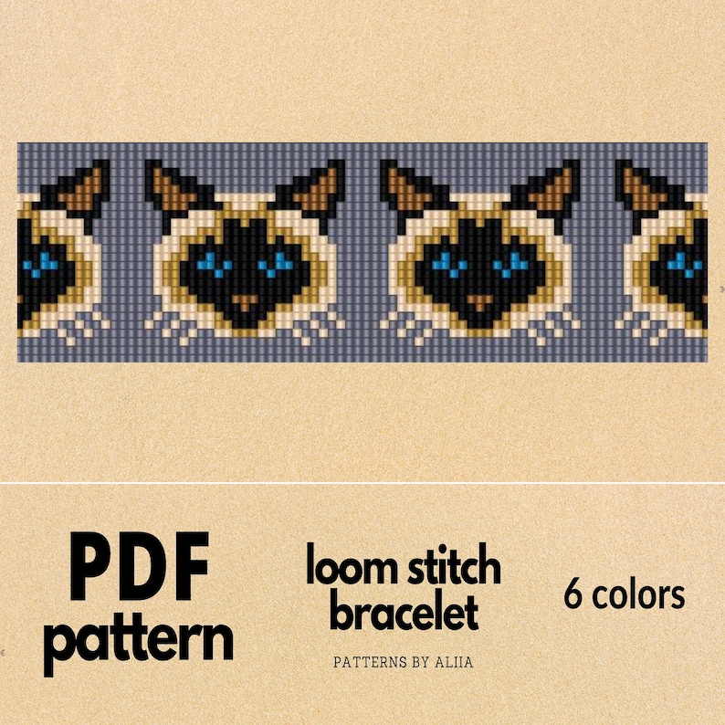 Siamese Cat Pattern, Loom Stitch Pattern, Bead Pattern, Cat Lovers 6 ...