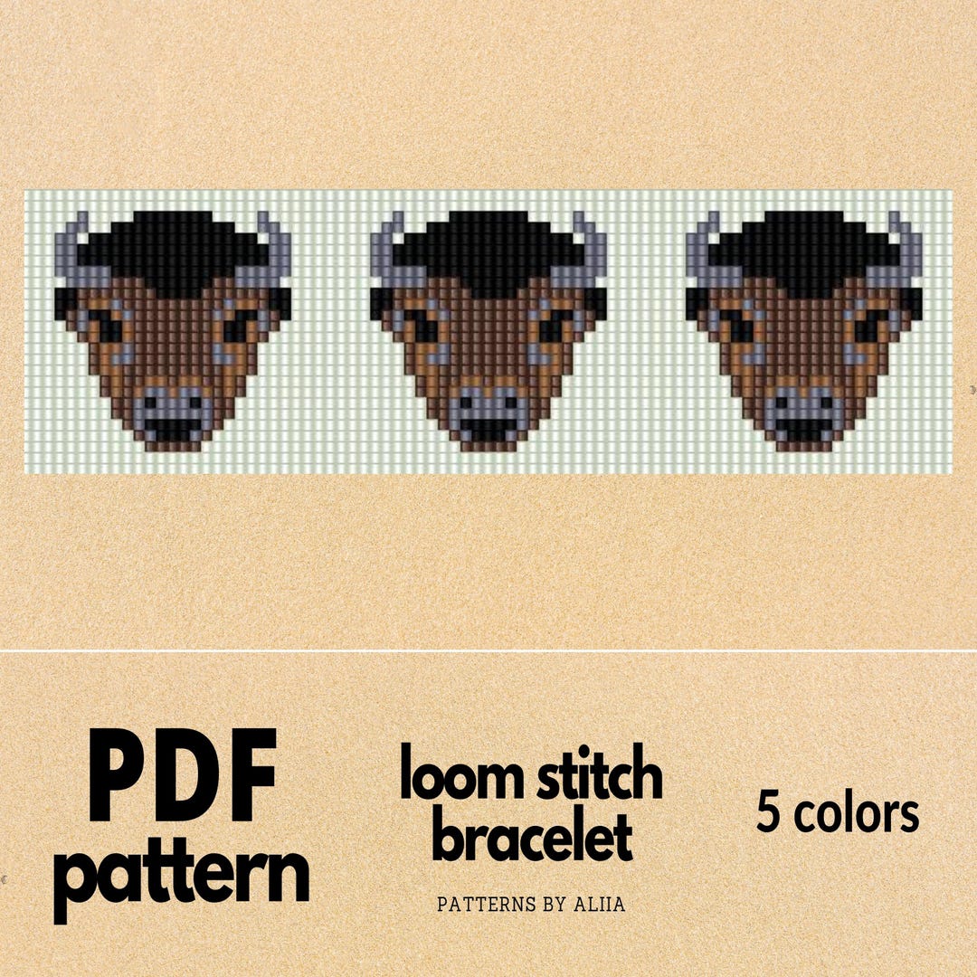 Buffalo Bead Pattern, Bison Bead Pattern, Bead Loom Patterns, Size 11 ...