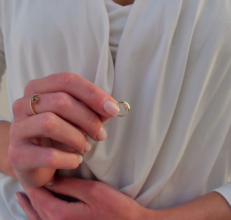 10mm 14K & 9K Solid Gold Moon Daith Ring, 16 Gauge / 1,2mm Daith Hoop ...