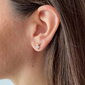 14K/ 18K Solid Gold Teddy Bear Stud Earrings, Solid Gold Diamond Stud Earring, Diamond Cluster ...