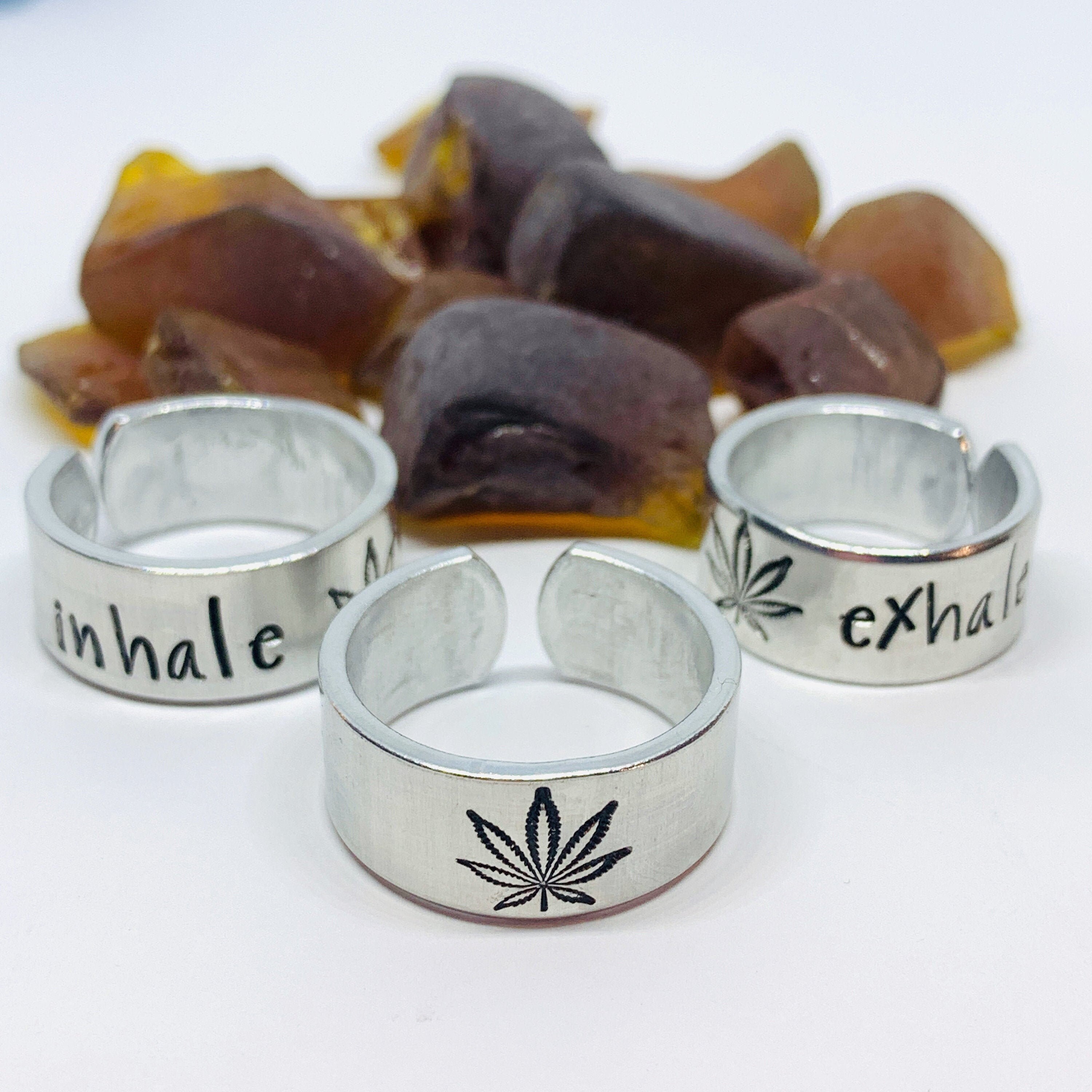 Pot Leaf 420 Adult Ring Hemp Leaf Ring Cannabis Jewelry Stamped Metal ...