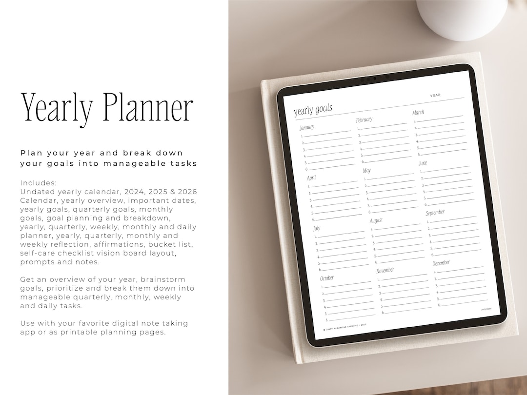 Yearly Planner Template | Yearly Planner Printable | Yearly Goal ...