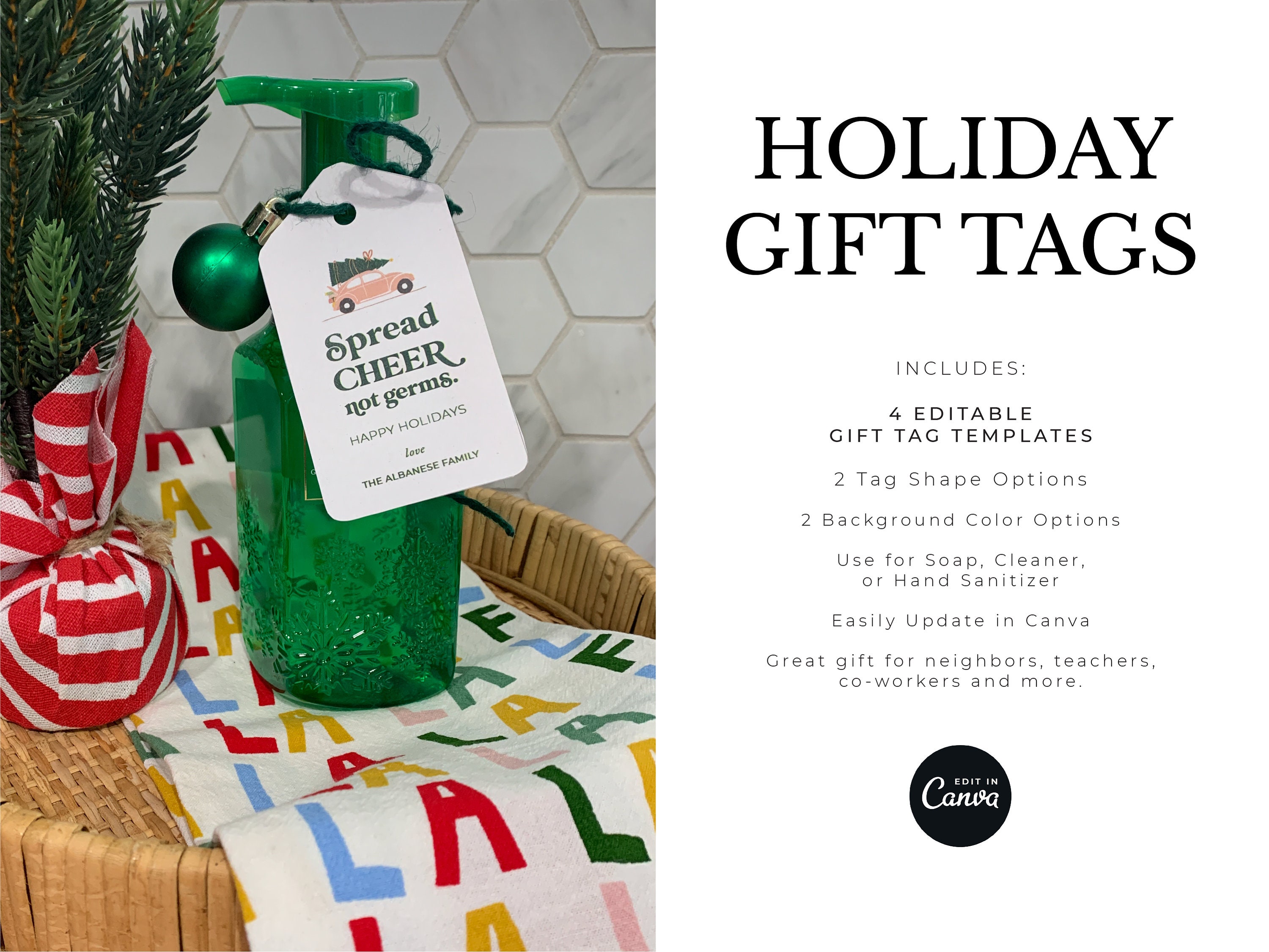 Christmas Personalized Gift Tags Soap Gift Tag Spread Love - Etsy