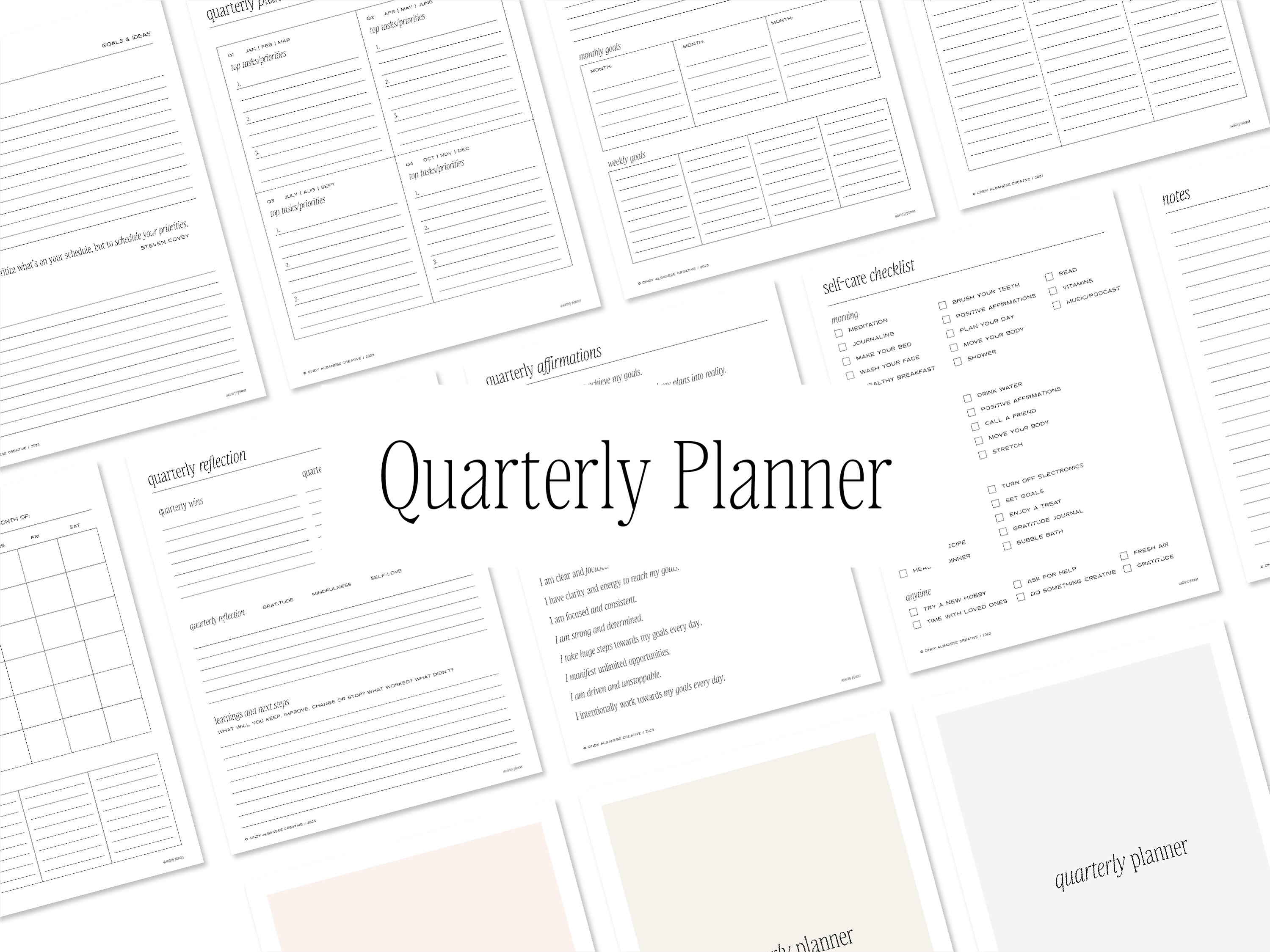 Quarterly Planner | Quarterly Review | Undated Quarterly Planner ...