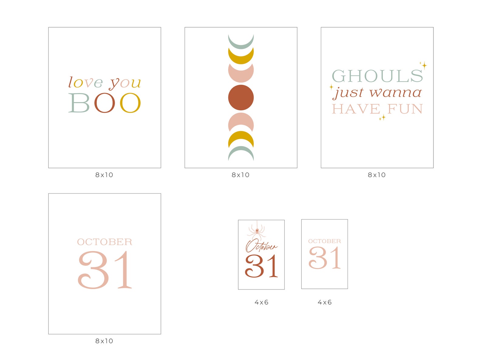 Boho Halloween Poster Designs Pink Halloween Decor Set of 12 Printables ...