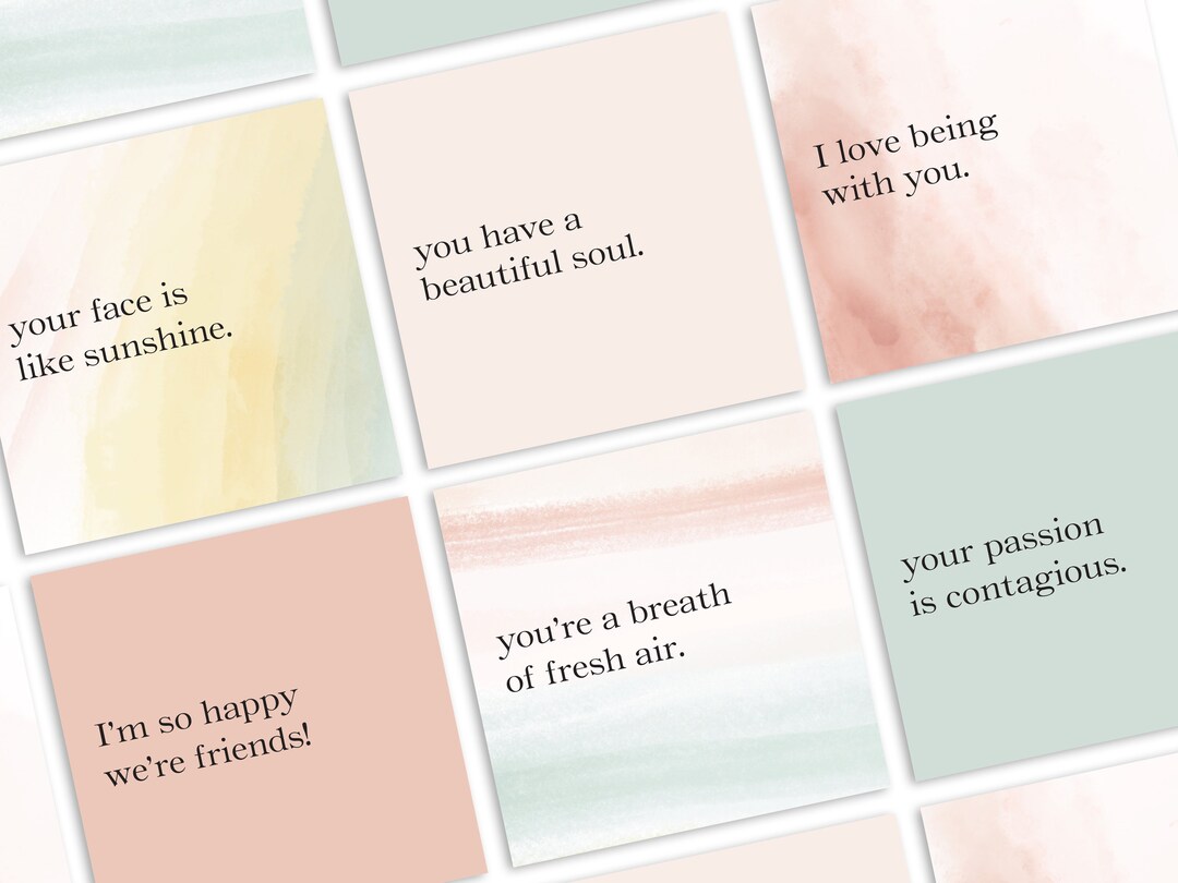 Inspirational Compliment Cards: Watercolor Affirmation Notes - Etsy