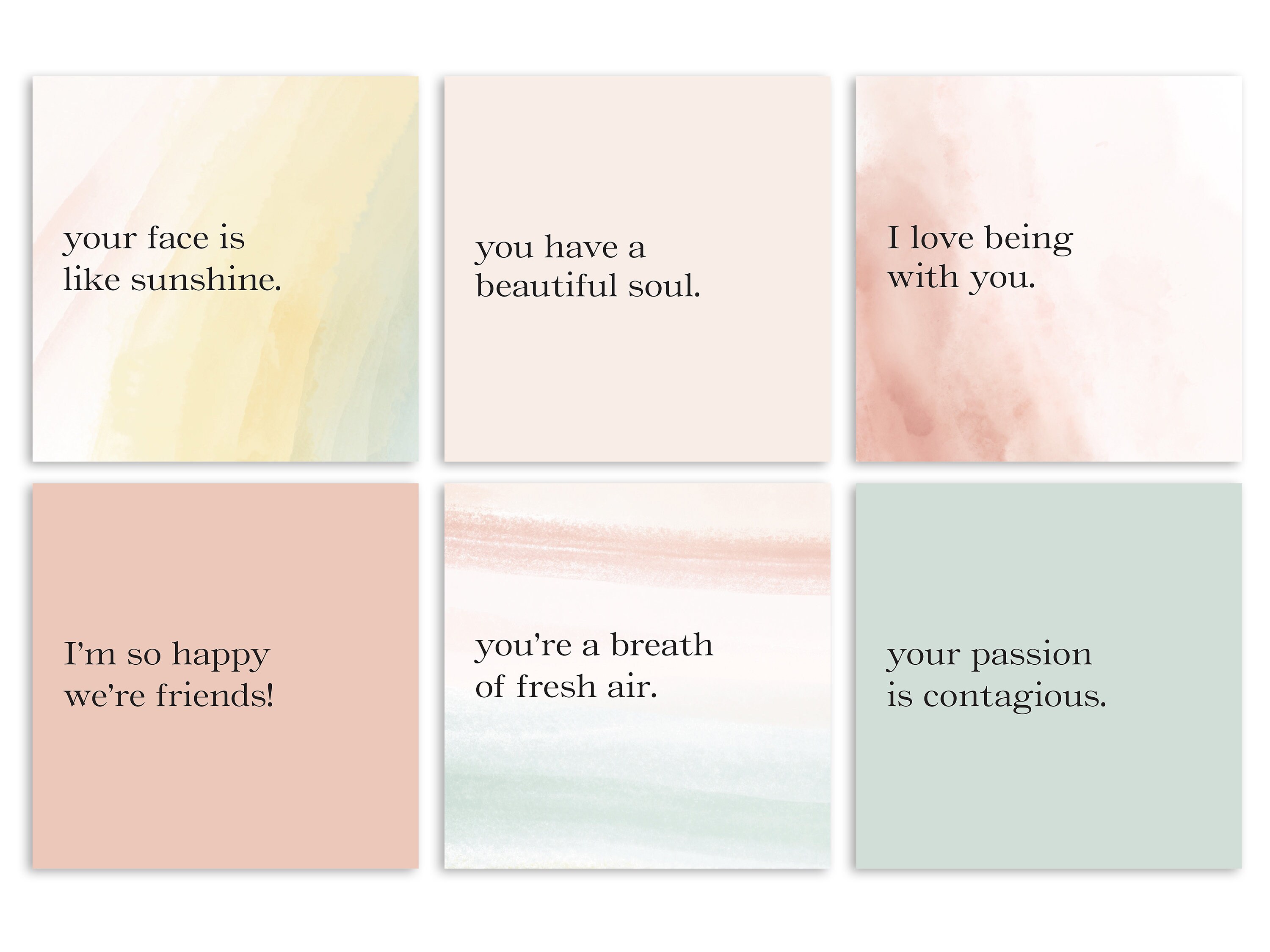 Inspirational Compliment Cards: Watercolor Affirmation Notes - Etsy