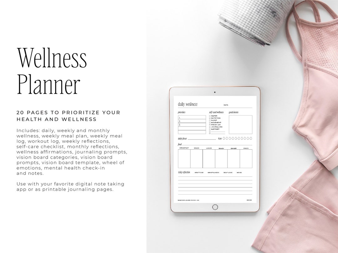 Printable Wellness Planner: Self-care Journal, Health Tracker (digital ...