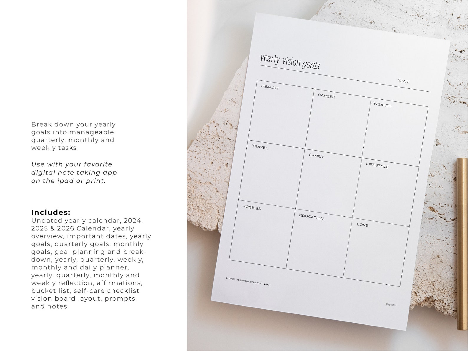Yearly Planner Template | Yearly Planner Printable | Yearly Goal ...