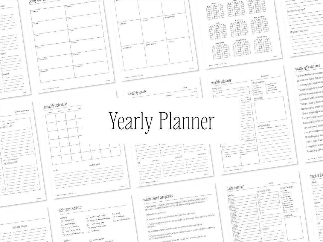 Undated Yearly Planner Template: Goal Setting, Printable (digital ...