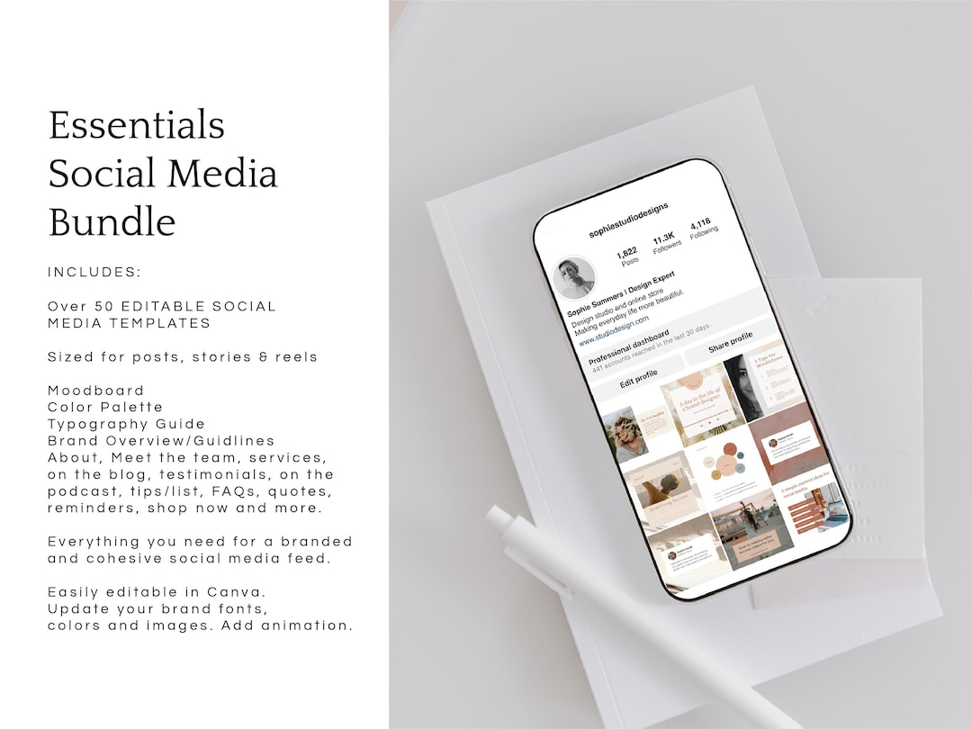 Essential Social Media Bundle, Customizable Social Media Templates ...