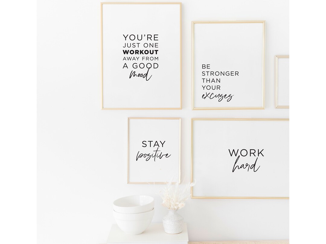 Modern Gym Wall Art | Motivational Poster Art | Home Gym Decor | Set of ...