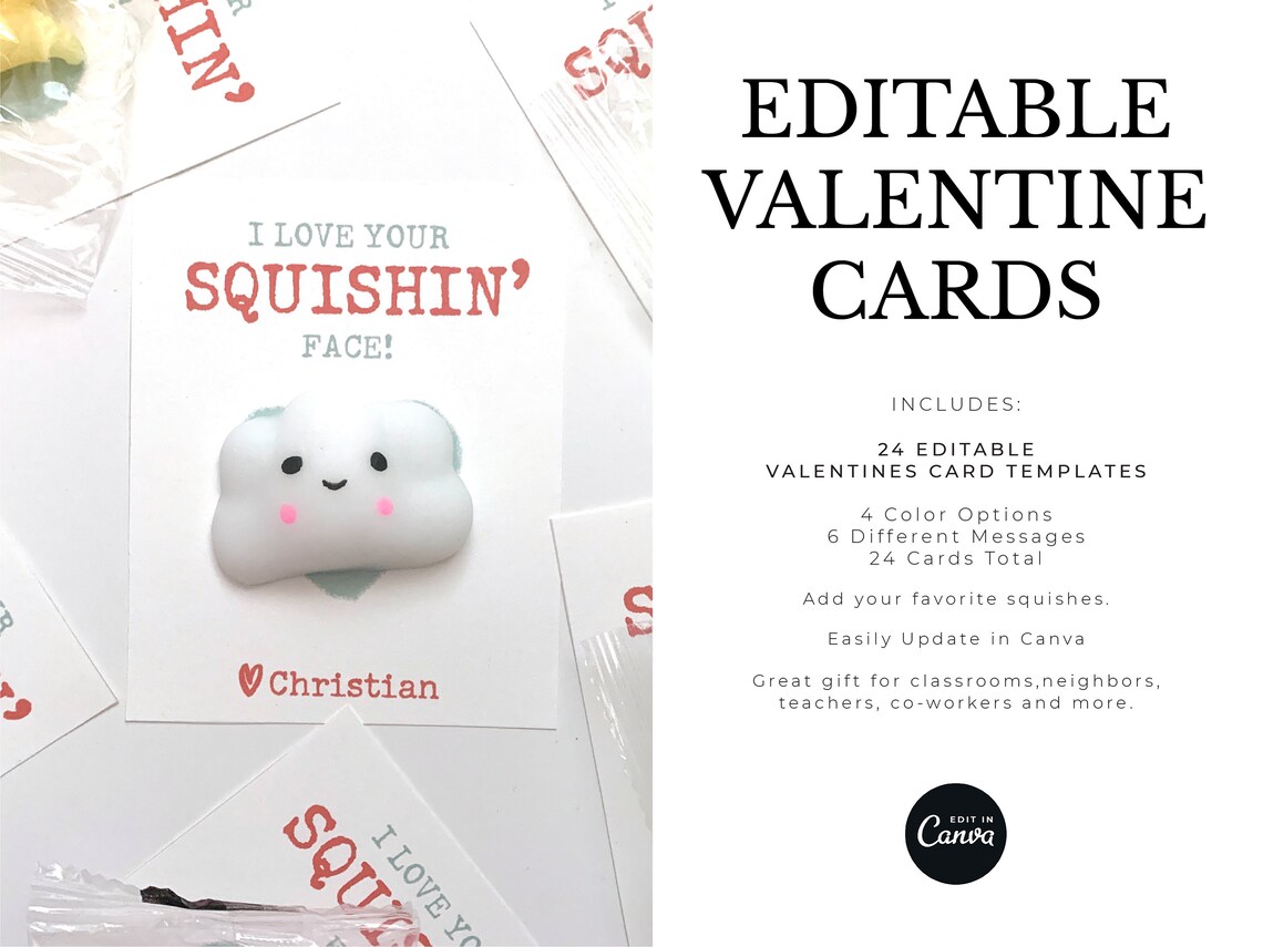 Valentine's Day Squishy Cards | Non Candy Valentine | Instant Download ...