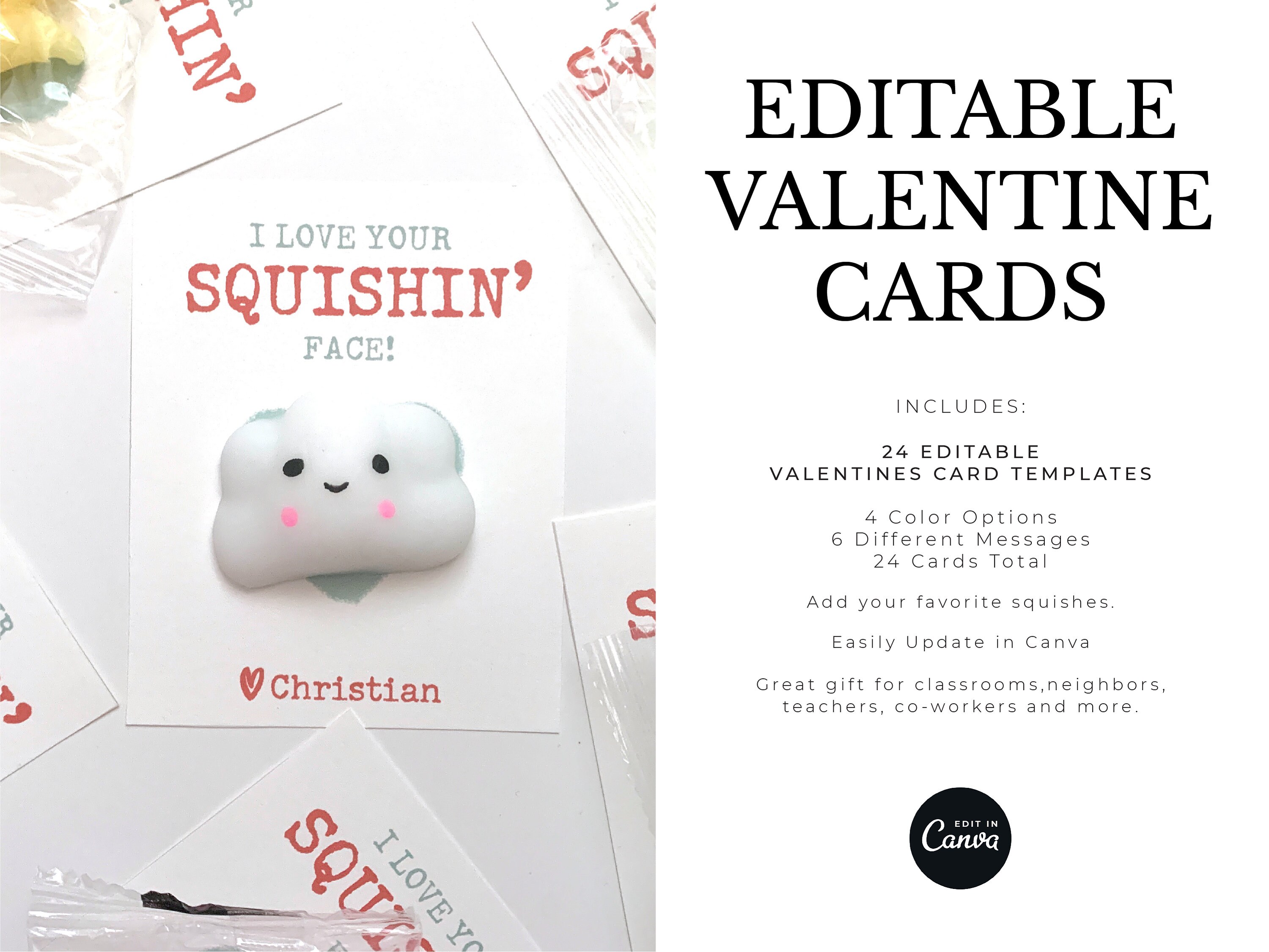 Valentine's Day Squishy Cards | Non Candy Valentine | Instant Download ...