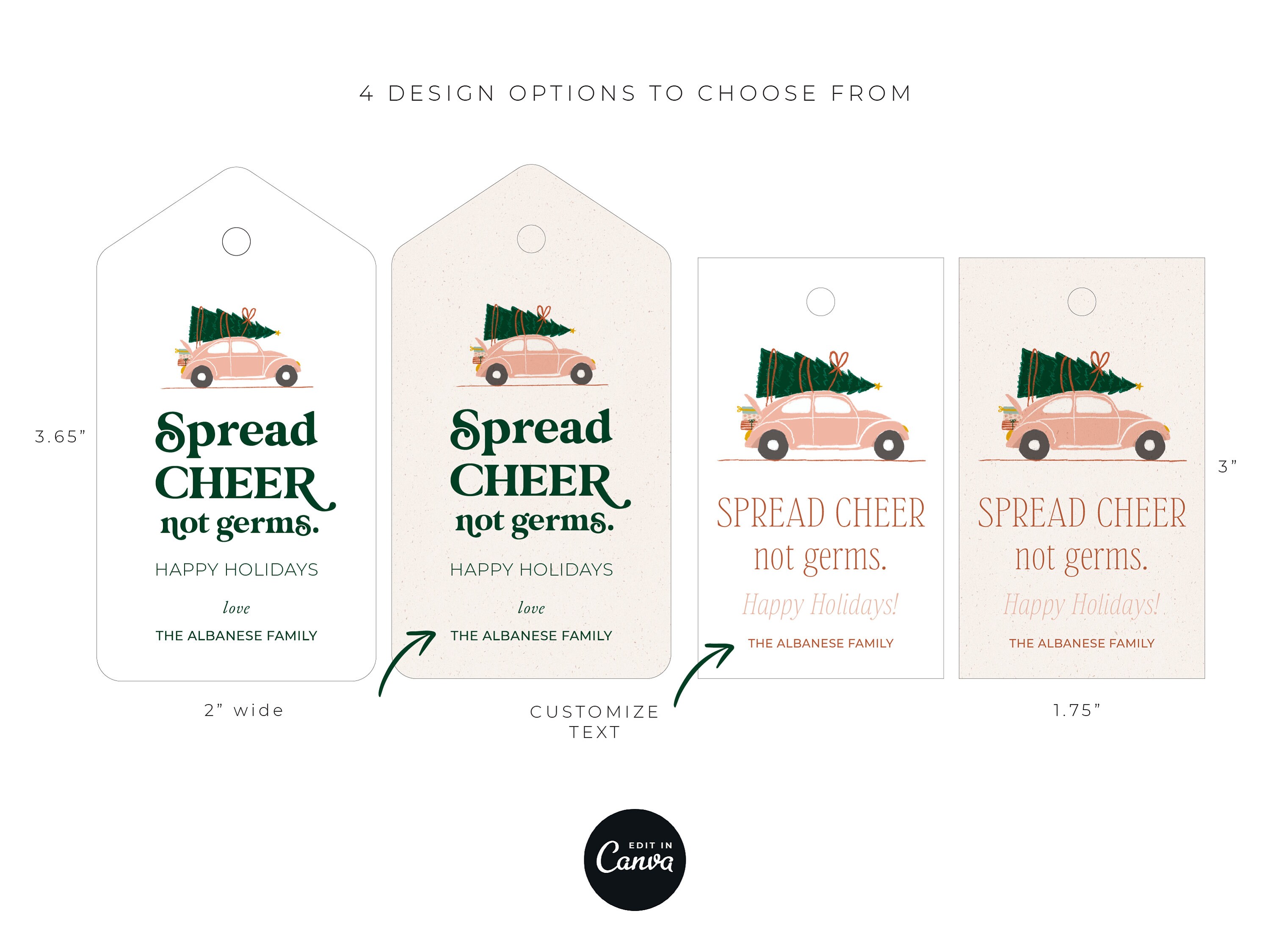 Christmas Personalized Gift Tags, Soap Gift Tag, Spread Love Not Germs ...