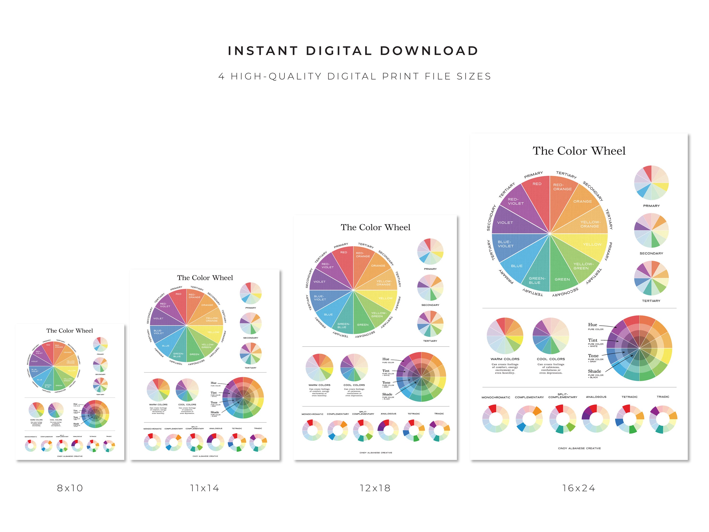 Color Wheel Poster, Color Theory Reference, Colour Wheel Printable, Art ...