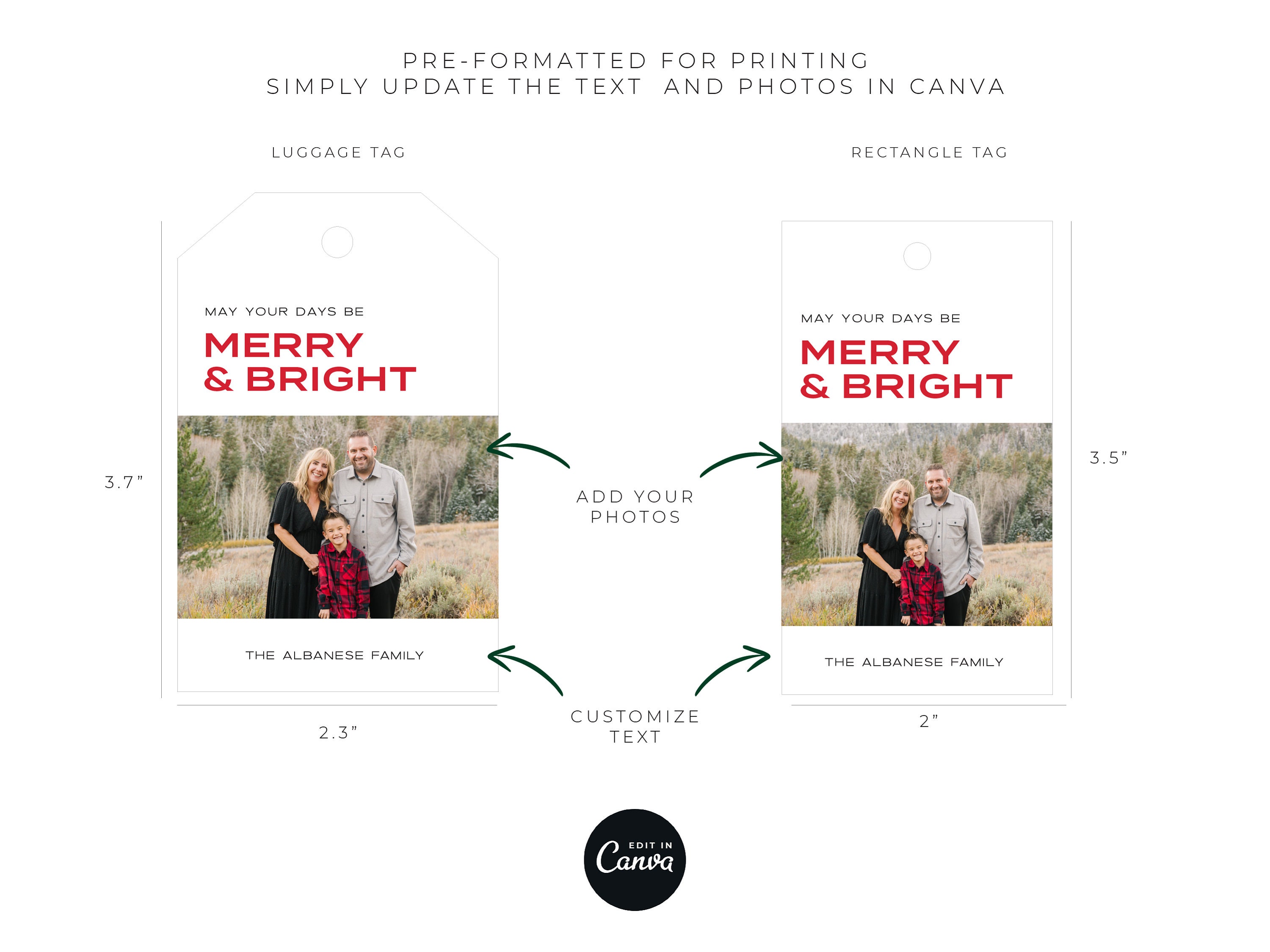 Printable Gift Tag | Holiday Tag | Photo Gift Tag | Personalized Photo ...