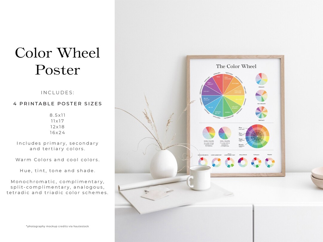 Color Wheel Poster, Color Theory Reference, Colour Wheel Printable, Art ...