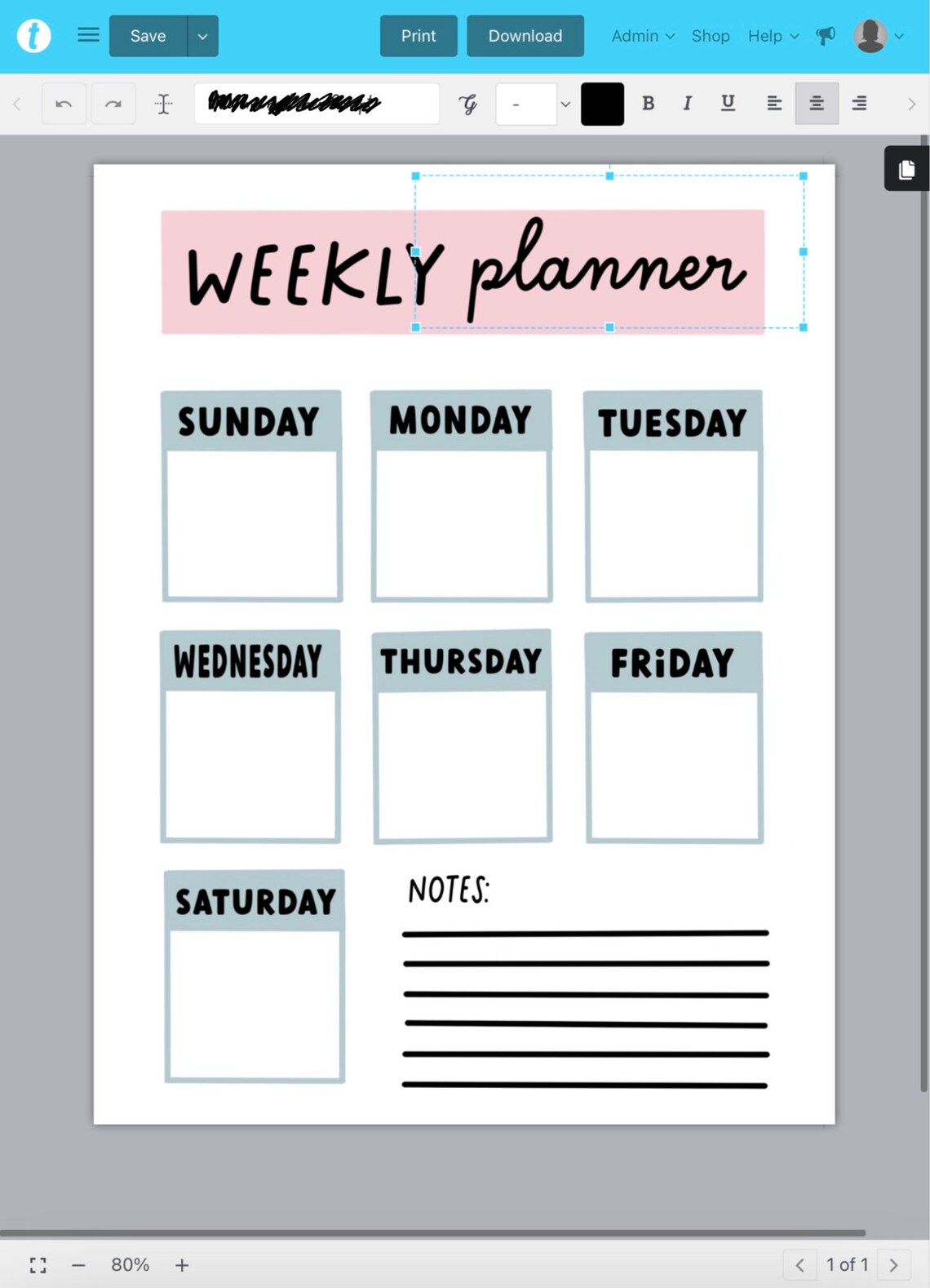 Weekly Planner Template Digital Download / Printable - Etsy