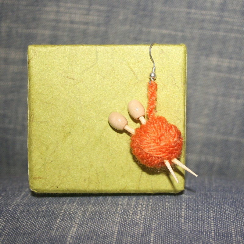 Blue and Red Yarn Earrings - Etsy UK