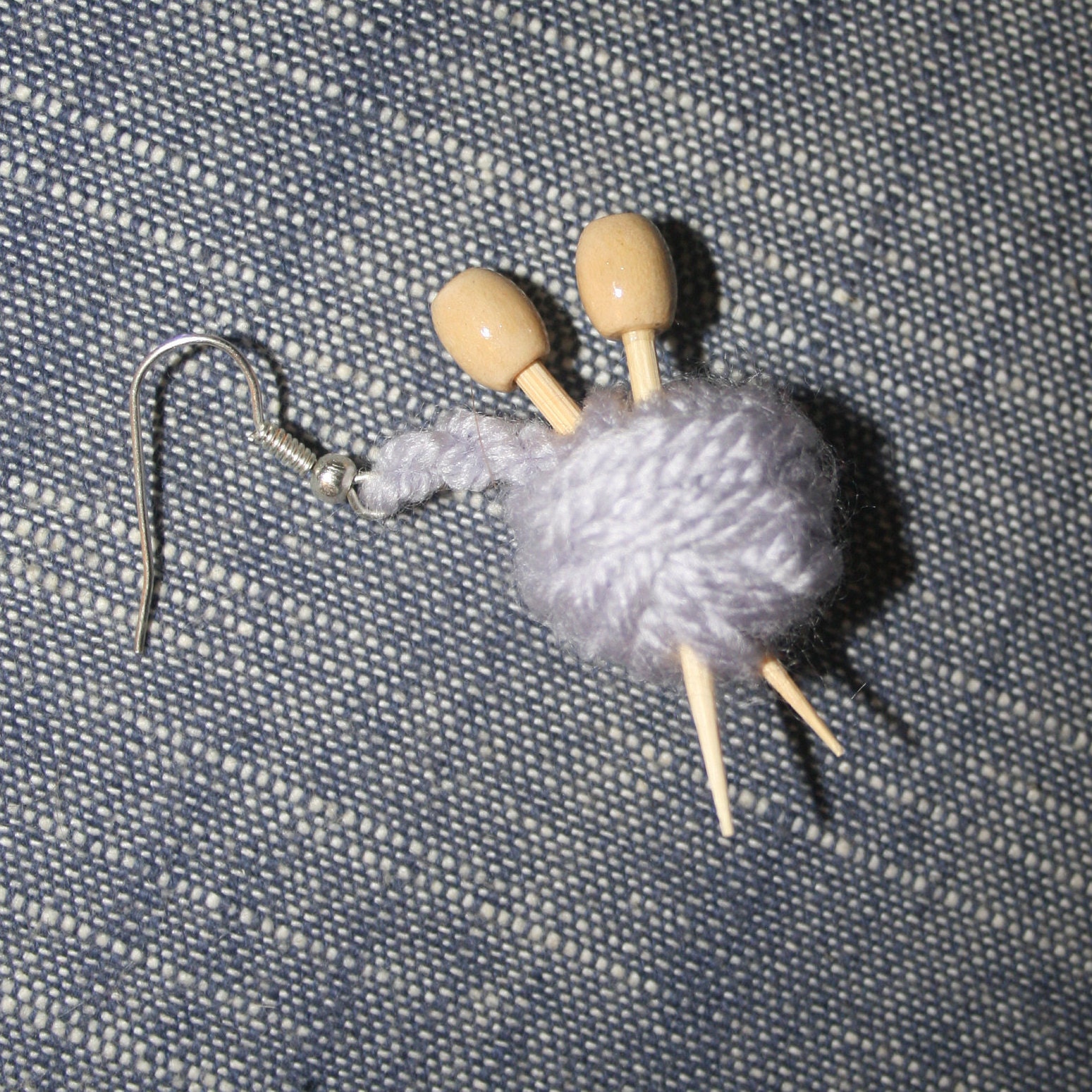 Yarn Ball Knitting Needle Earrings, Silver Plated, Made to Order - Etsy