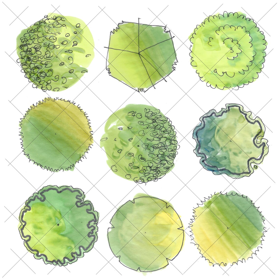 Landscape Graphics - Plan View Trees - Marker - Bright Green Variety - Etsy