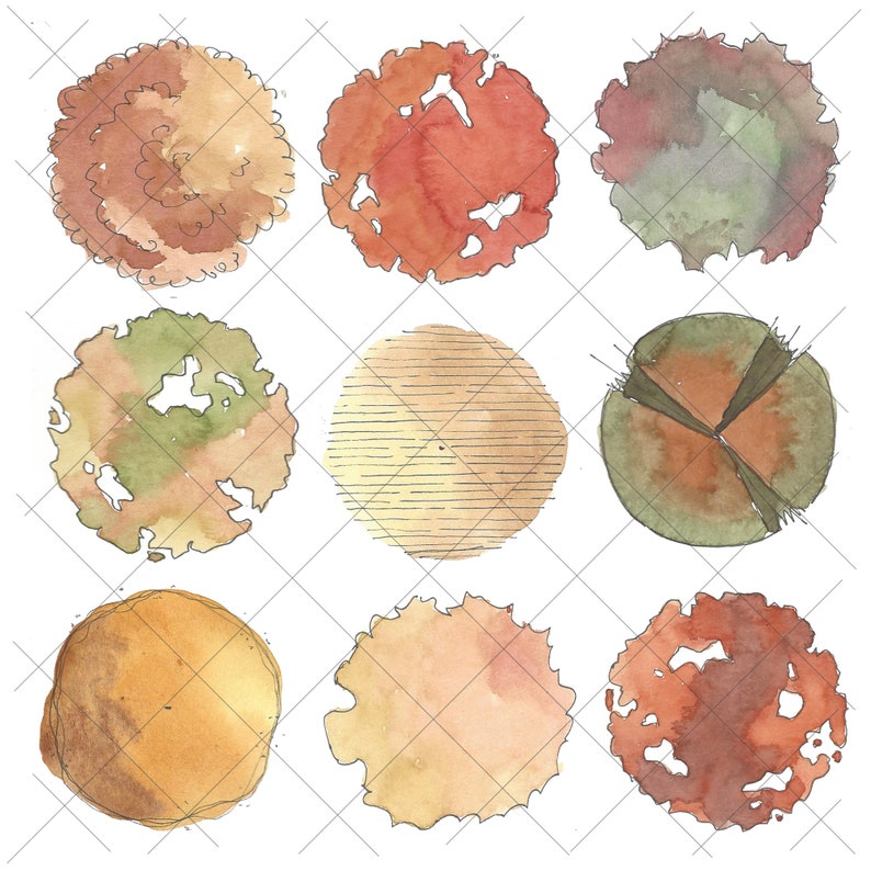Landscape Graphics - Plan View Trees - Watercolor - Fall Variety - Etsy